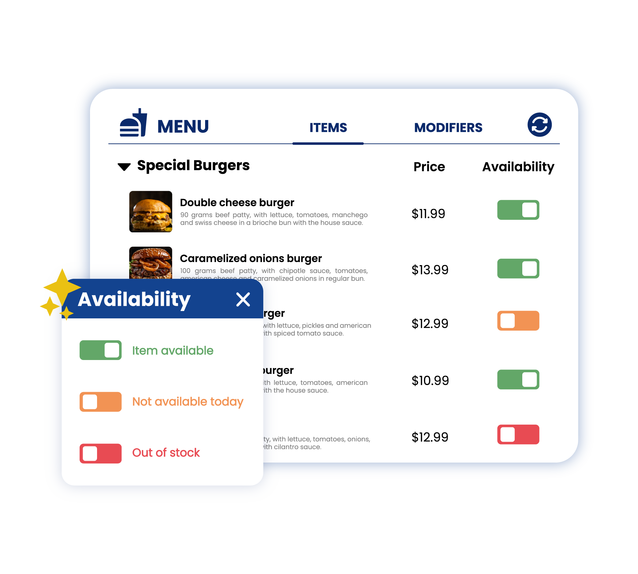 Tabless Menu Management